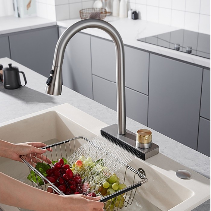 Jual Kran Sink Waterfall Panas Dingin Kran Tarik Multi Fungsi Kran ...
