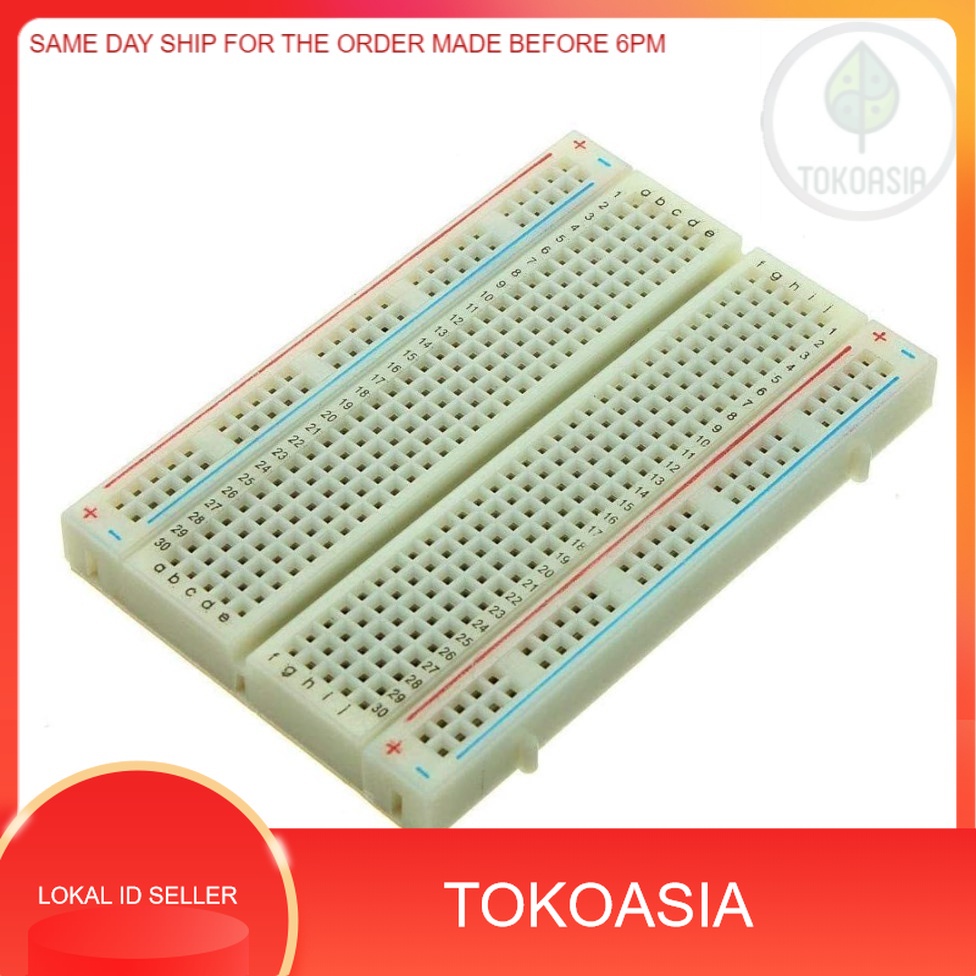 Jual 8.5 x 5.5cm 400 Tie Points 400 Holes Solderless Breadboard Bread Board Arduino Uno R3 ...