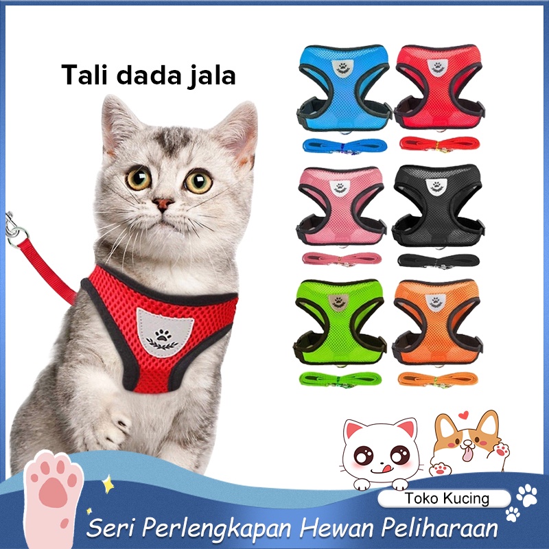 Jual Toko Kucing Hewan Peliharaan Reflektif Lead Leash Harness Harness ...