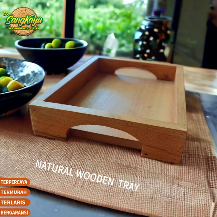 Jual Nampan kayu nampan saji 42x32x6 full kayu wooden tray tatakan kayu ...