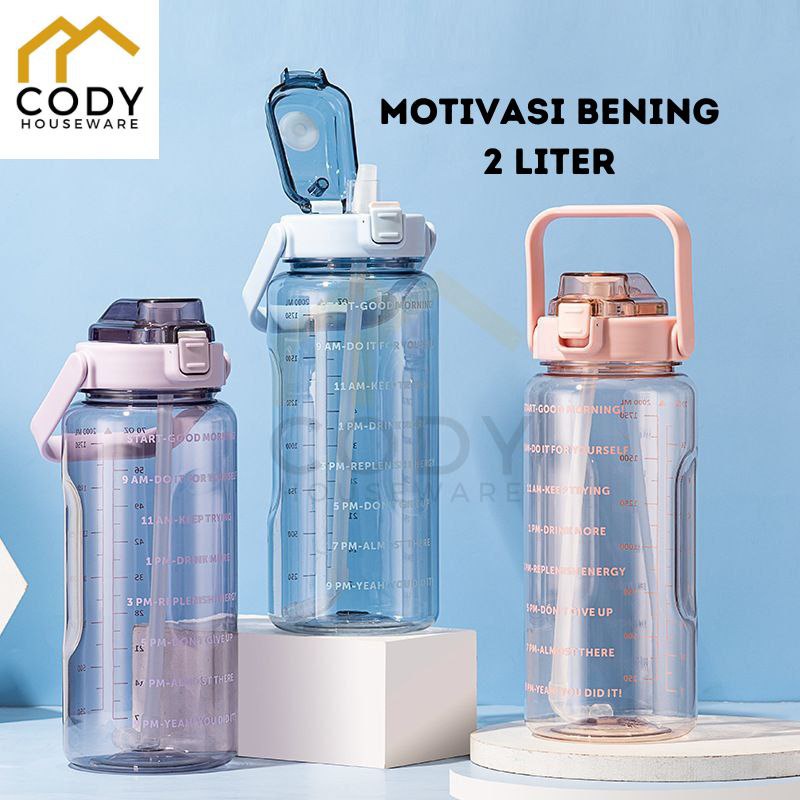Jual Botol Minum Motivasi Bening 2 Liter Gratis Stiker | Shopee Indonesia