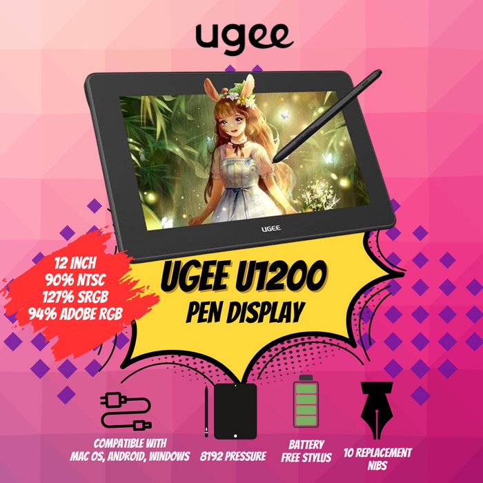 Jual UGEE Pen Display U1200 Drawing Pen Tablet | Shopee Indonesia