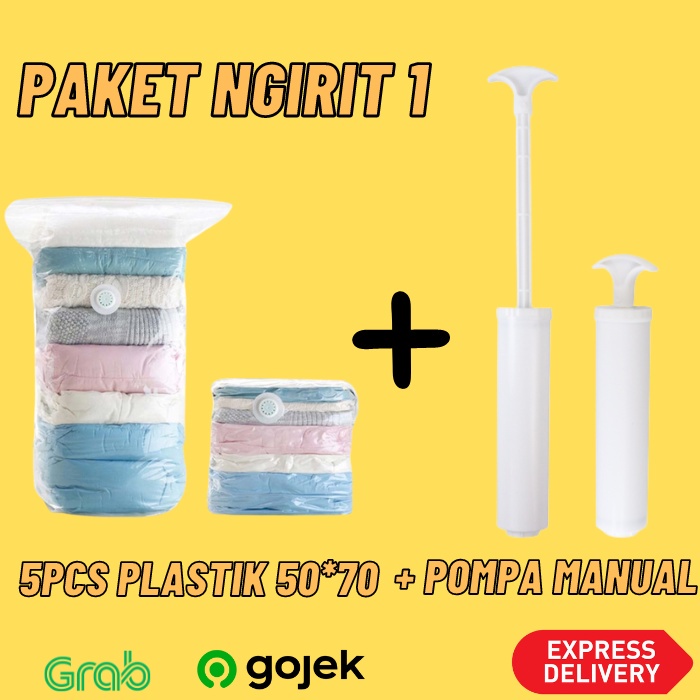 Jual Paket Hemat Travel Pompa Manual Elektrik dan Kantong Vakum Baju Bag Vacuum Plastik ...