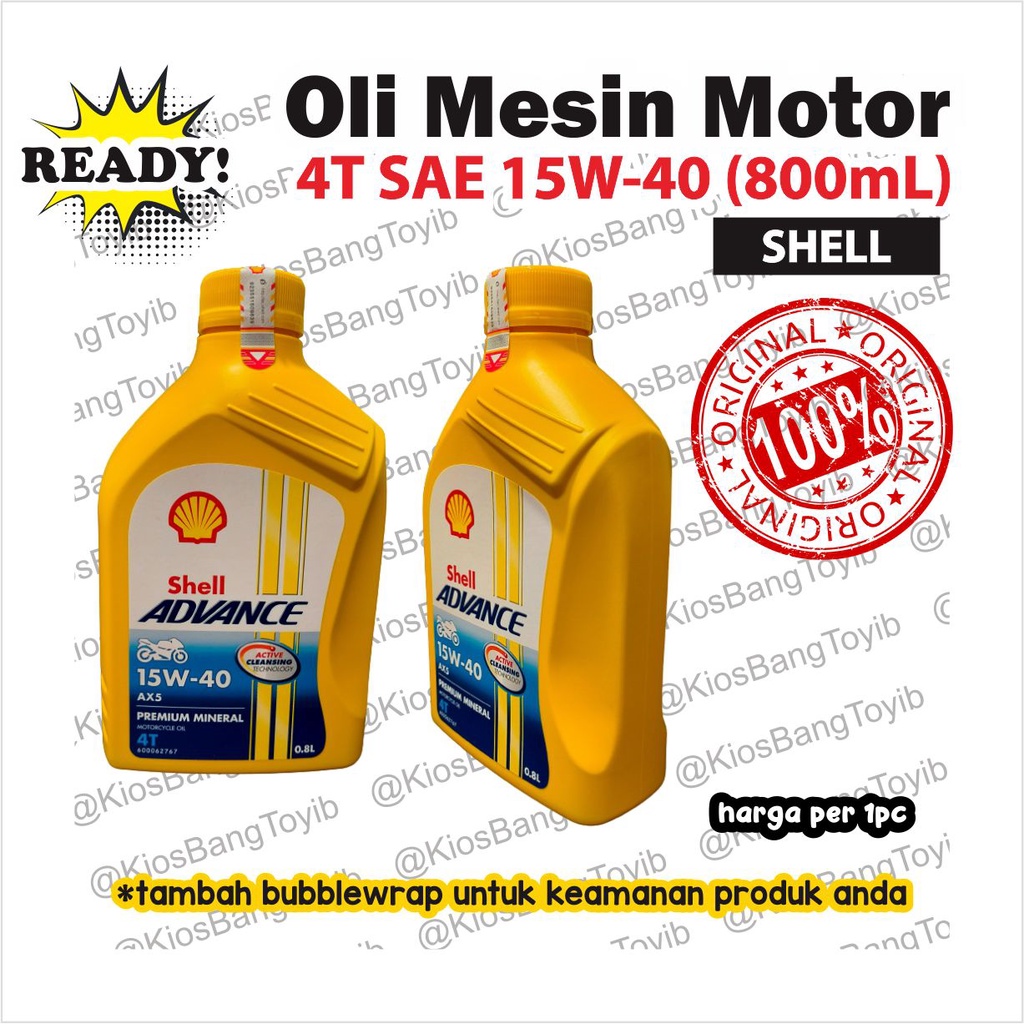 Jual Oli Mesin Motor 4T SHELL ADVANCE Kuning AX5 SAE 15W-40 Original ...