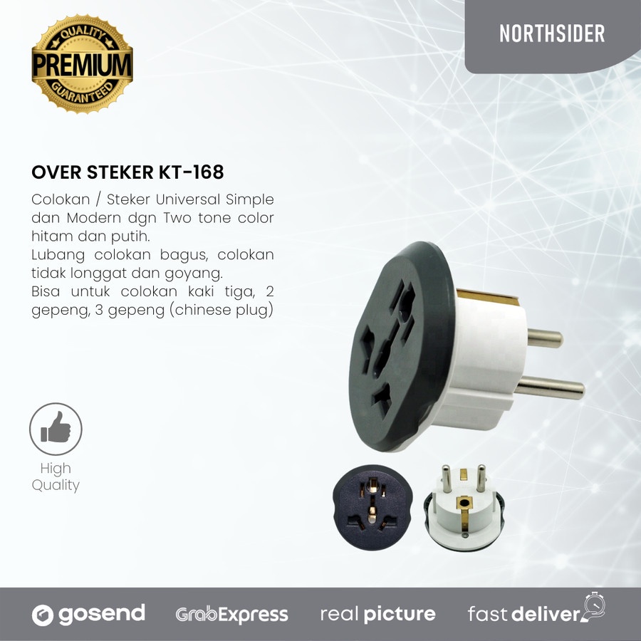Jual Over steker universal / sambungan colokan kaki 3 16A -250V - KT168 | Shopee Indonesia