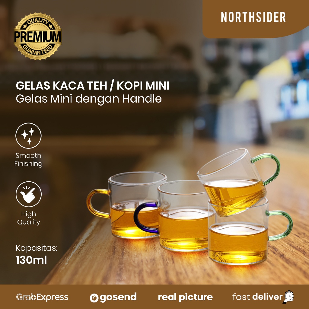 Jual Gelas kaca teh kopi mini tea coffee glass handle 130ml | Shopee Indonesia