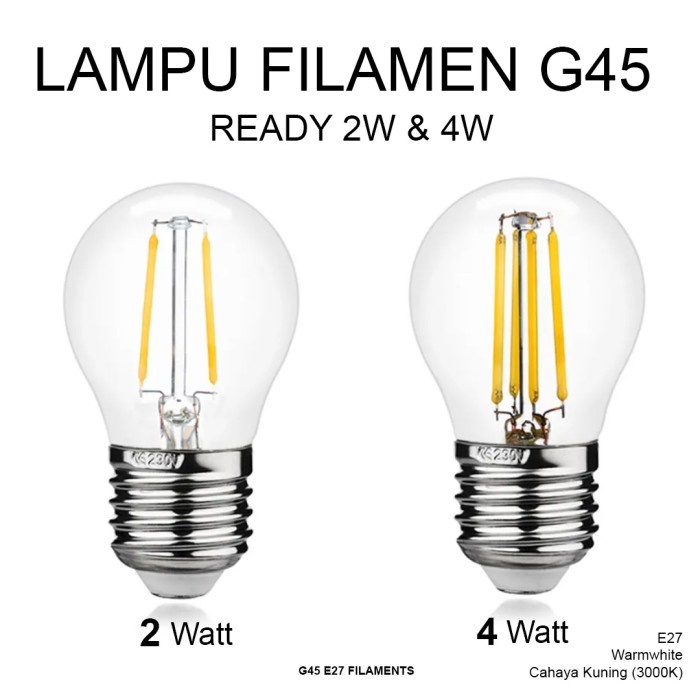 Jual Lampu LED Filamen G45 4w kaca teh e27/ led filament edison /lampu ...