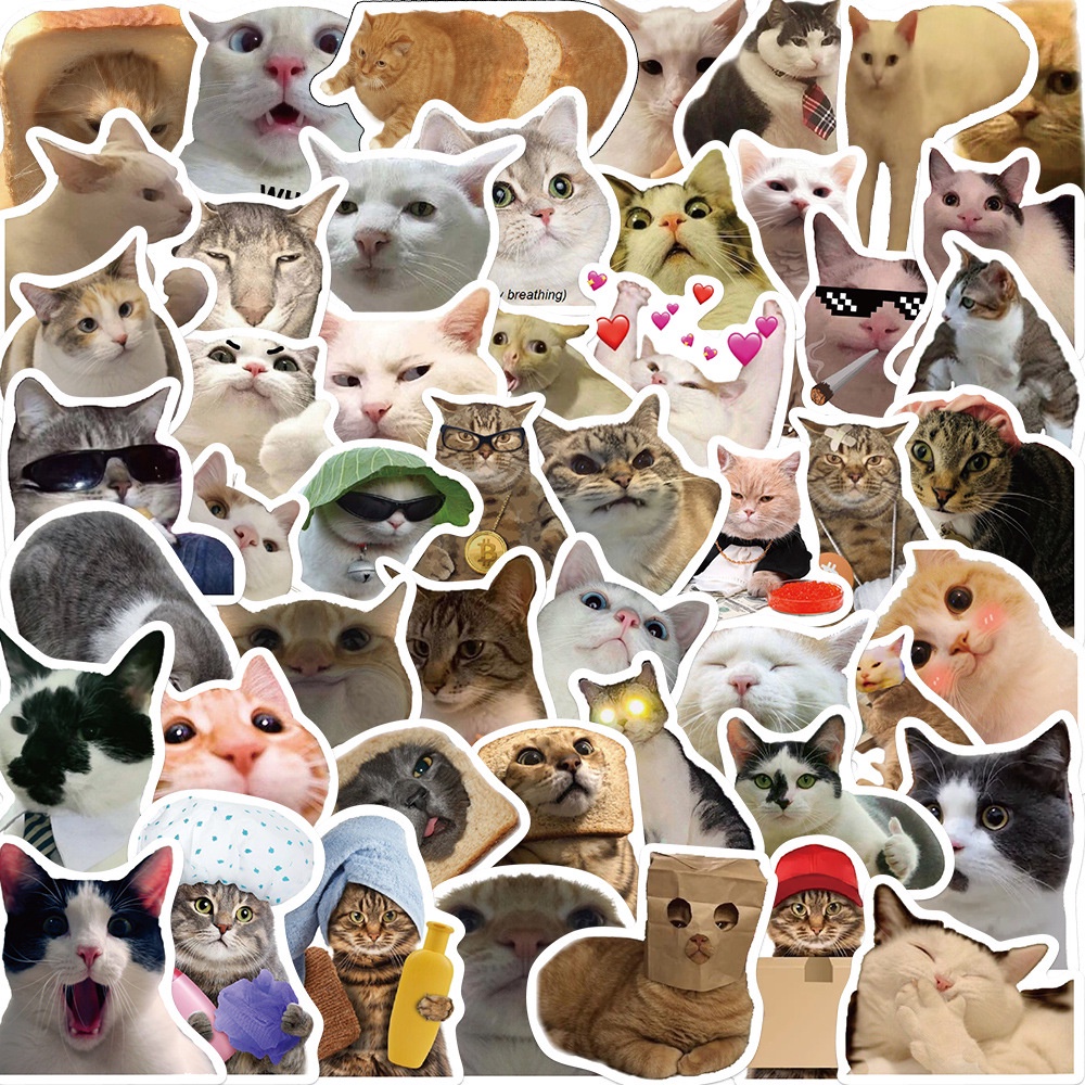Jual [Nokai Space] READY 50 Pcs Stiker Kucing Meme Emoji Sticker Kucing ...
