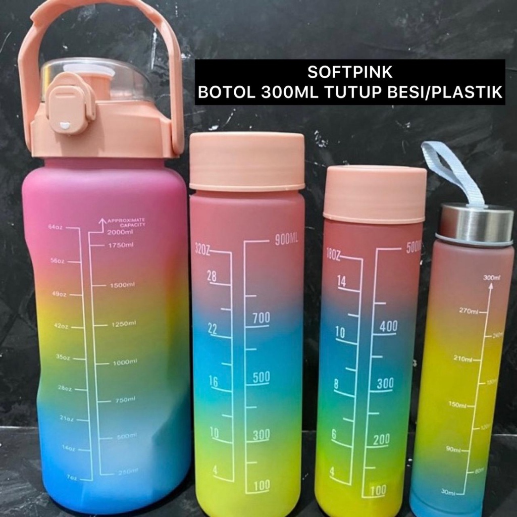 Jual Botol Minum Viral 4in1 Beranak 4 Gradasi Warna Ukuran 2000ml+900ml+500ml+300ml Free Sticker ...