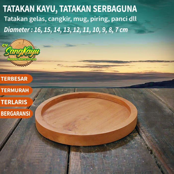 Jual Wooden Coaster 10x1 DD-9 cm Tatakan gelas cangkir mug kopi kayu ...