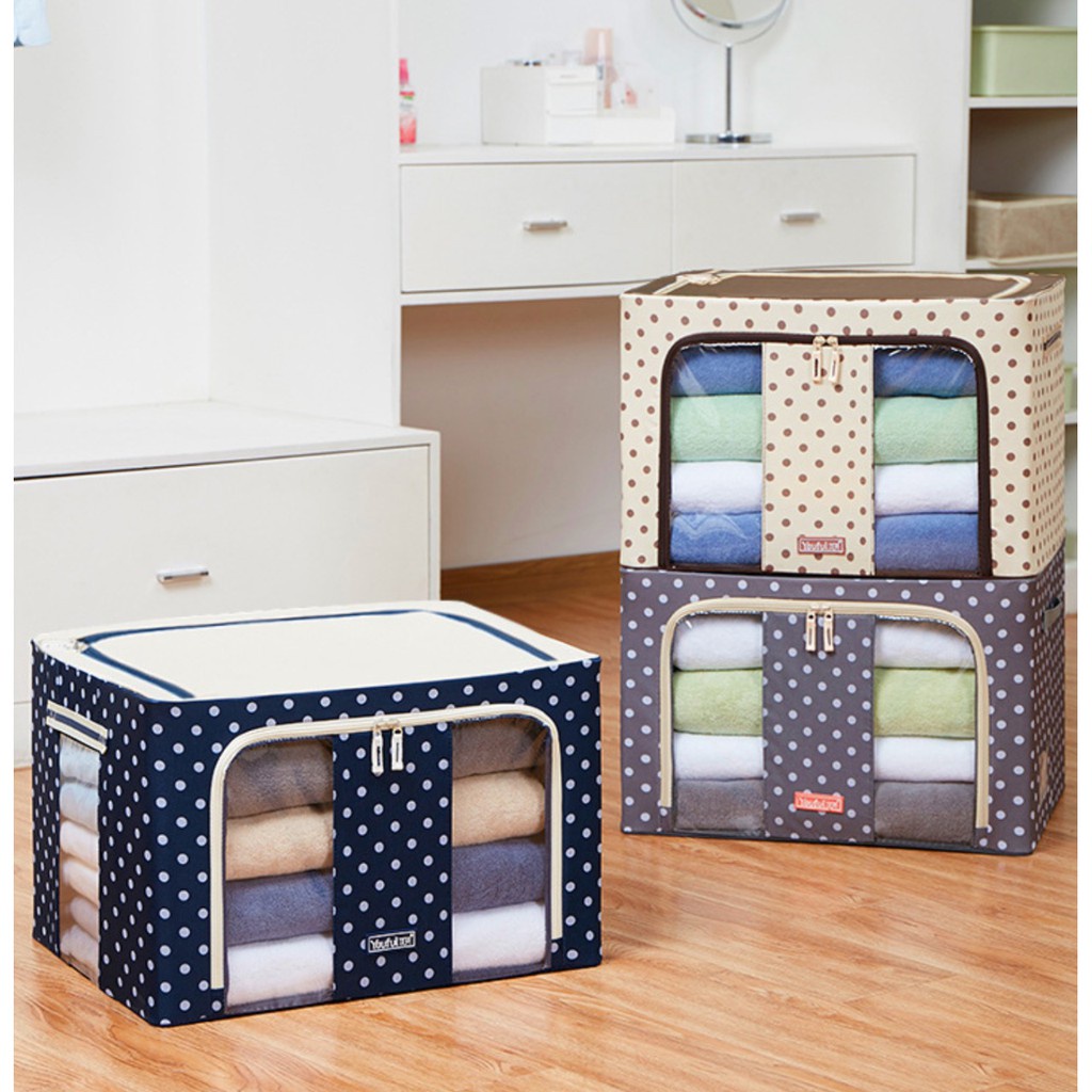 Jual STORAGE BOX liters frame baja Double Zipper Large Box / POLKADOT ...
