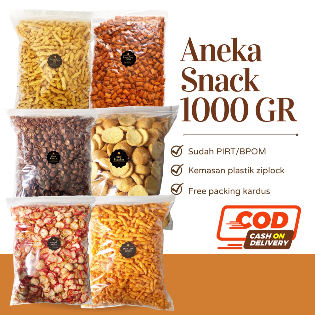 Jual Aneka Snack 1000 Gram / Grosir Kiloan / Cemilan Camilan Bal ...