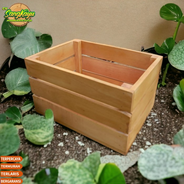 Jual Wooden crate 35x28x25cm peti kayu kotak tempat penyimpanan kayu ...