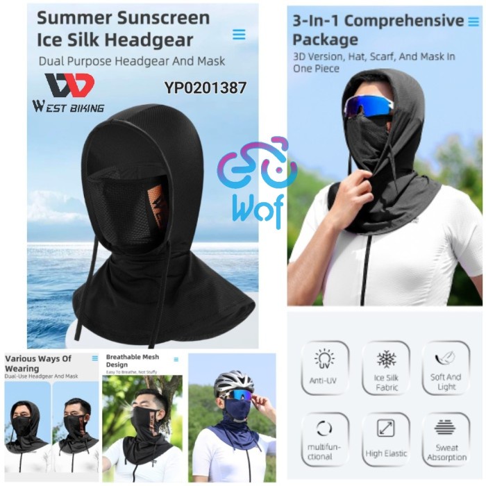 Jual WEST BIKING 387 Face Mask 3in1 Cycling Cap Masker Topi Bike ...