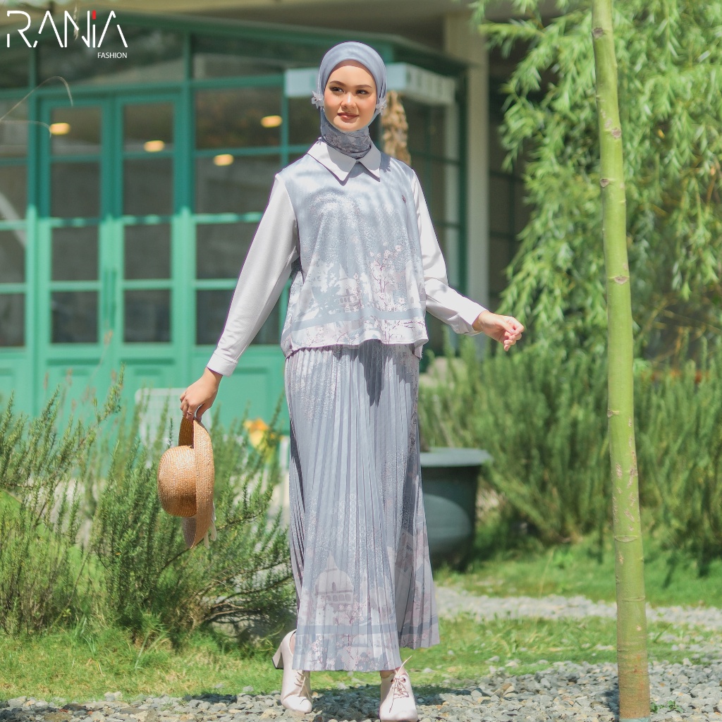 Jual Setelan Rok Plisket Premium Motif Sakura By Rania Fashion | Shopee ...