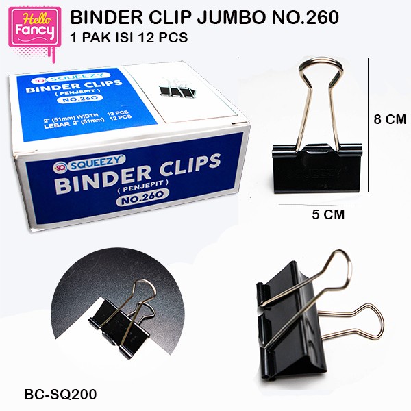 Jual Binder Clip Squeezy Klip Kertas Penjepit Binder 1 pak isi 12 No ...