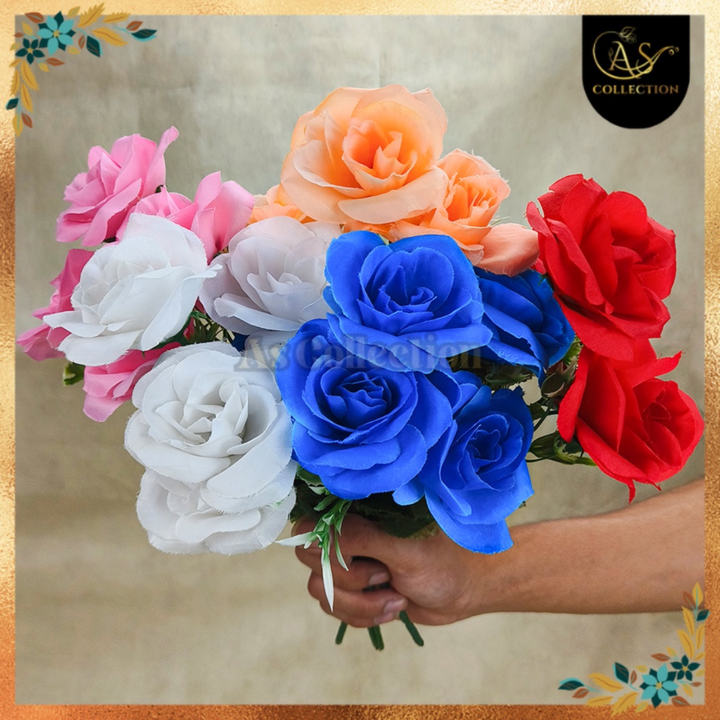 Jual COD BUNGA ROSE MAWAR SJ TANGKAI 5 PLASTIK/ARTIFICIAL FLOWER FOR ...