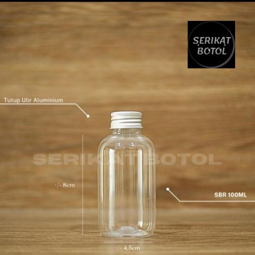 Jual BOTOL PLASTIK SBR 100ML CLEAR ULIR ALMUNIUM SILVER PET BENING 100 ML | Shopee Indonesia