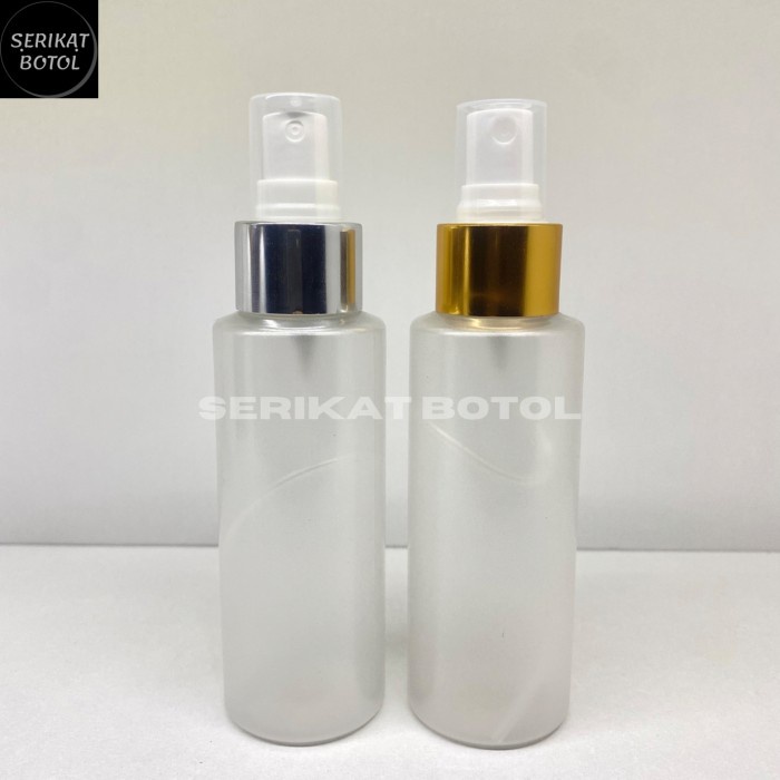 Jual BOTOL RF 100ML SPRAY FROSTED IMPORT HALFCAP GOLD SILVER PET PLASTIK - Gold | Shopee Indonesia