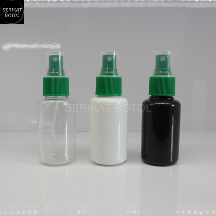 Jual BOTOL 60ML/70ML TUBULAR TUTUP SPRAYER HIJAU NECK24 - BOTOL PUTIH ...