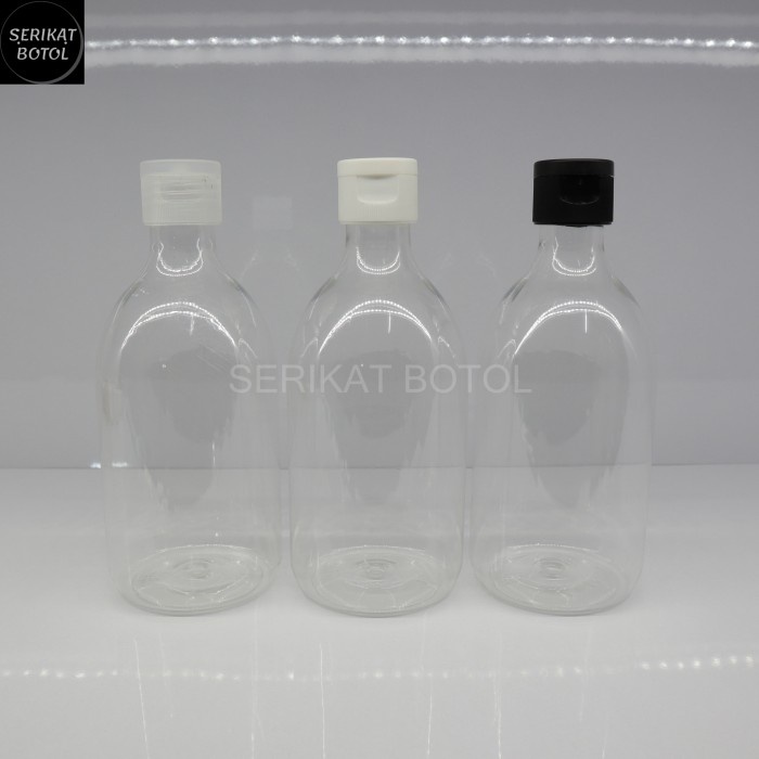 Jual BOTOL OVAL 300 ML PET BOTOL NATURAL - Fliptop Clear PUTIH HITAM ...