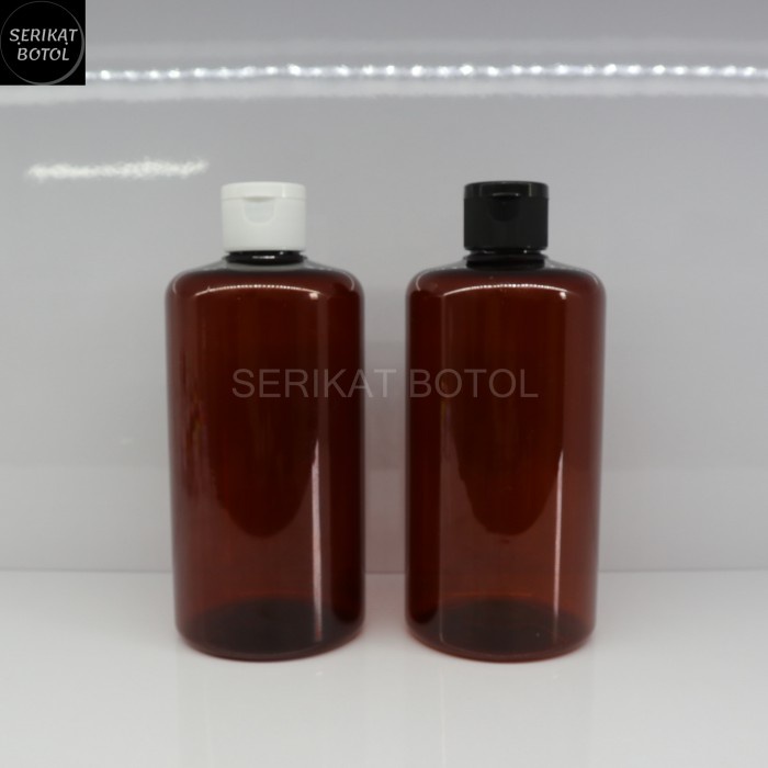 Jual BOTOL 500ML PET FLIPTOP PUTIH HITAM 500 ML BOTOL AMBER PET NECK 28 ...