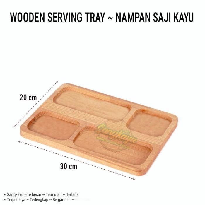 Jual Wooden serving tray snack tray nampan saji piring kayu desk ...