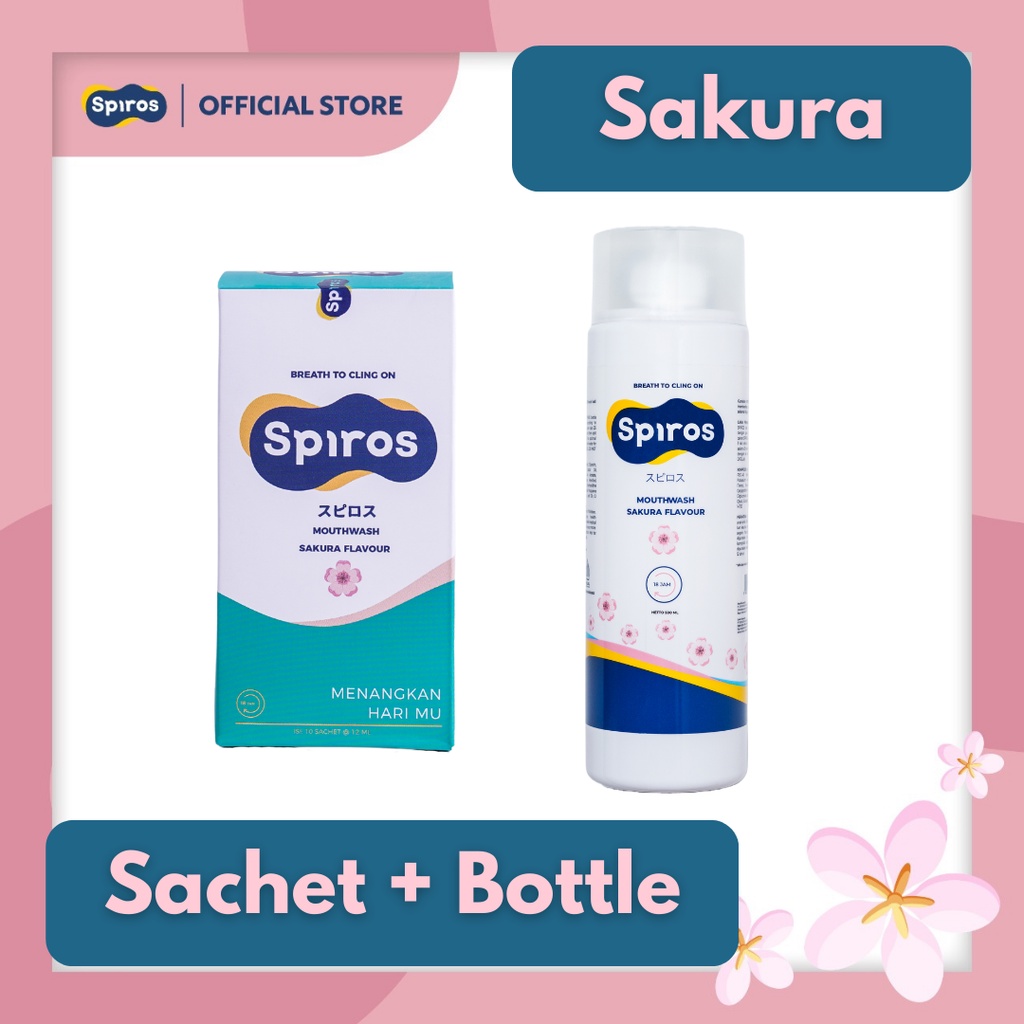 Jual Spiros Mouthwash Bundle SACHET + BOTTLE - SAKURA Flavour | Shopee ...