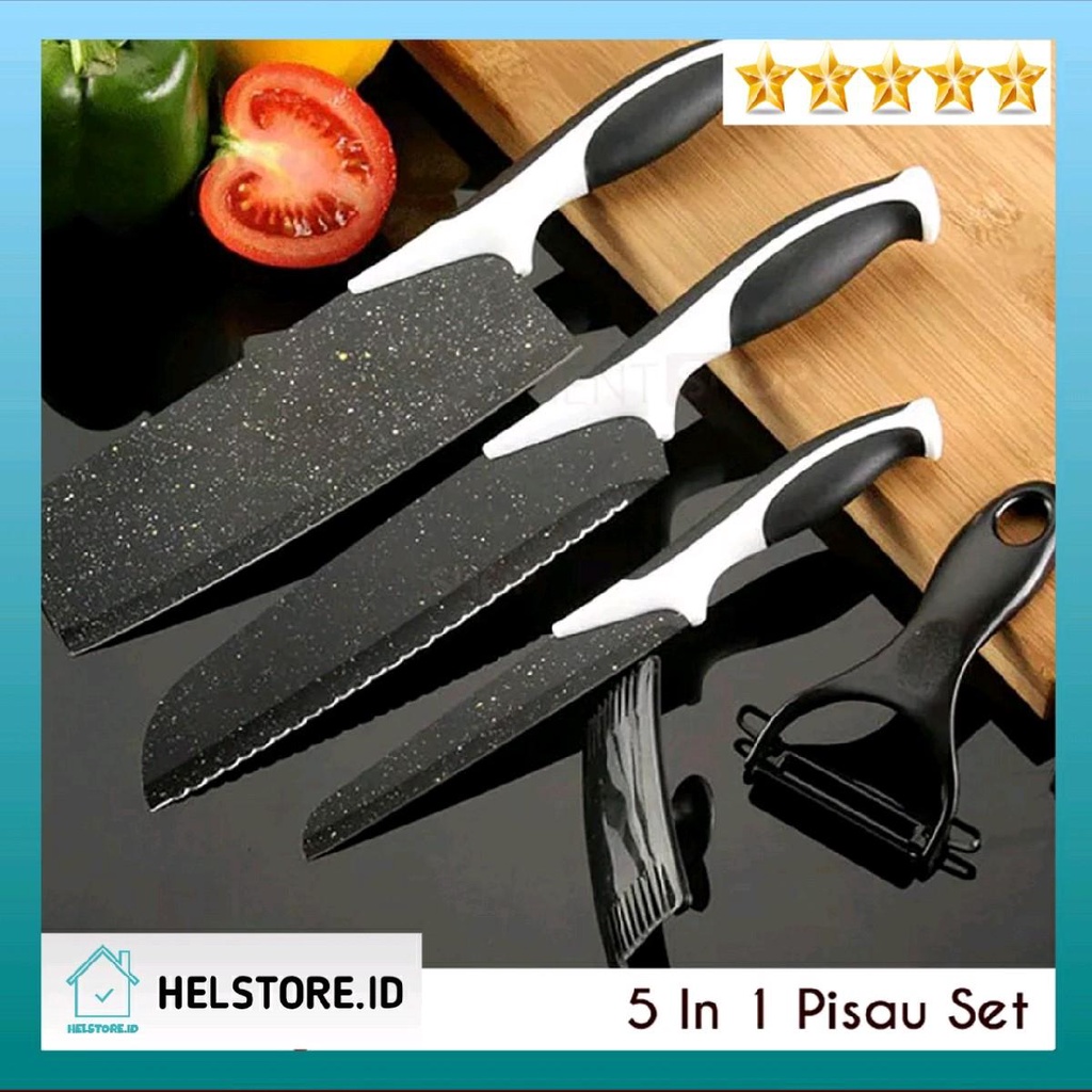 Jual PISAU DAPUR SET 5 IN 1 PREMIUM TAJAM / Alat Pengupas Pemotong ...