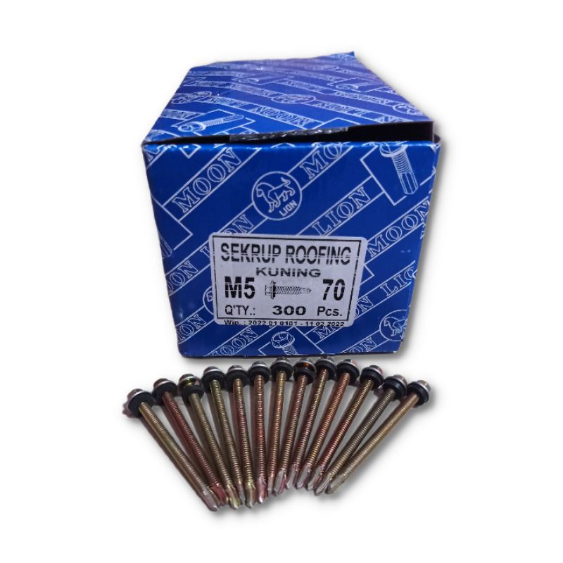Jual Baut Roofing Kuning M5X70 Sekrup Roofing Kuning M5 x 70 / 7cm Per ...