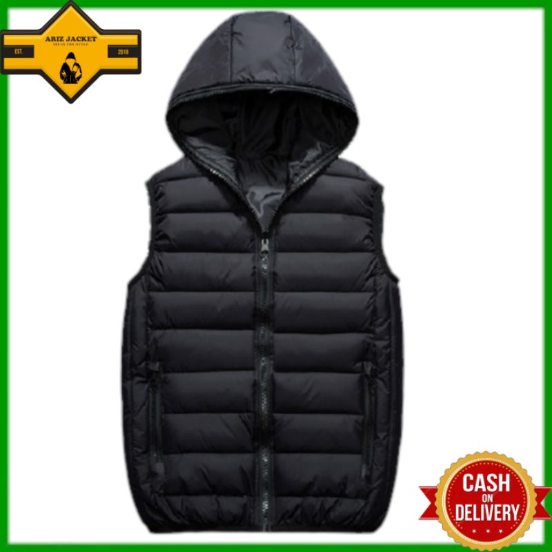 Jual Jaket Rompi Pria Hoodie Tebal Tahan Angin Rompi murah | Shopee ...