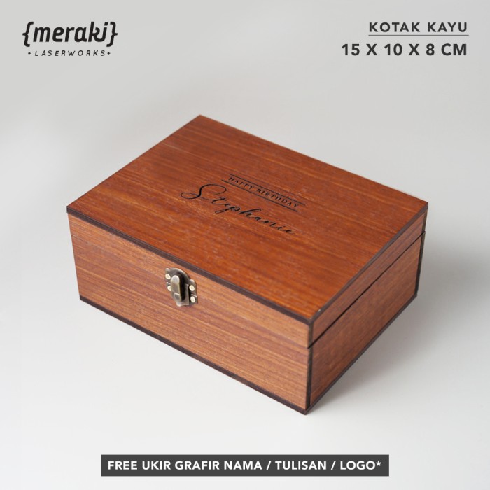 Jual Kotak Kayu 15x10x8 Engsel / FREE CUSTOM NAMA TULISAN LOGO / Box ...