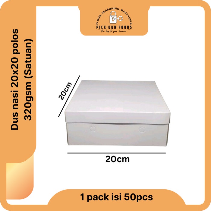 Jual Dus Nasi Kotak Duplex Putih 20x20 | Dus Nasi Catering ukuran 20 ...