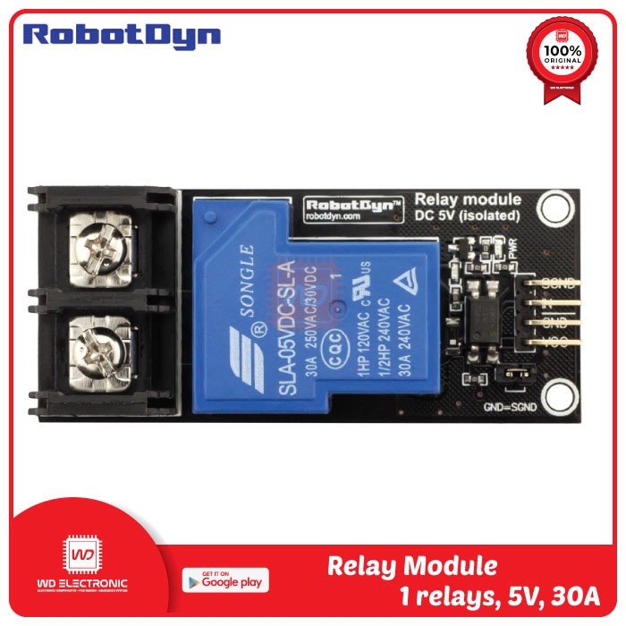Jual Murah -RobotDyn Relay 1 channel 5V 30A relay module | Shopee Indonesia