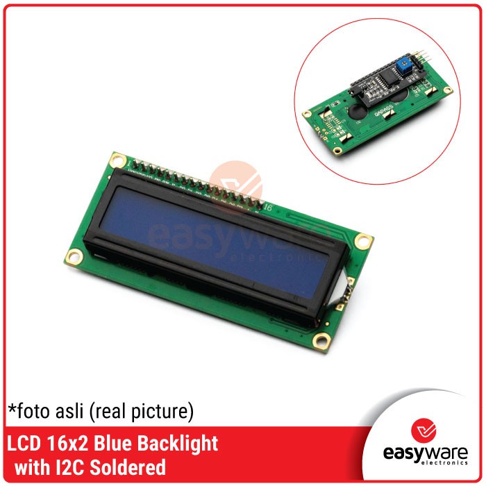 Jual Lcd 16x2 Biru Dengan I2c Serial Soldered Lcd 1602a Blue I2c Serial Lt11 Shopee Indonesia 