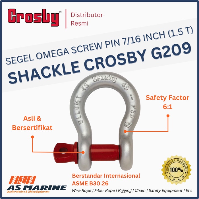 Jual Bow Shackle / Segel Omega Screw Pin G209 7/16 Inch 1.5 Ton Crosby ...