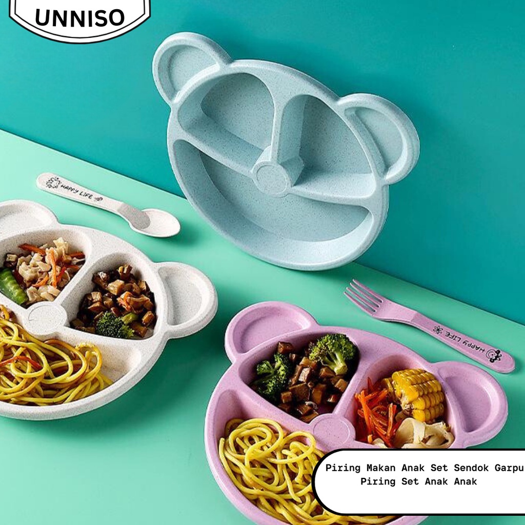 Jual UNNISO - Piring Makan Anak Set Sendok Garpu Piring Set Anak Anak ...