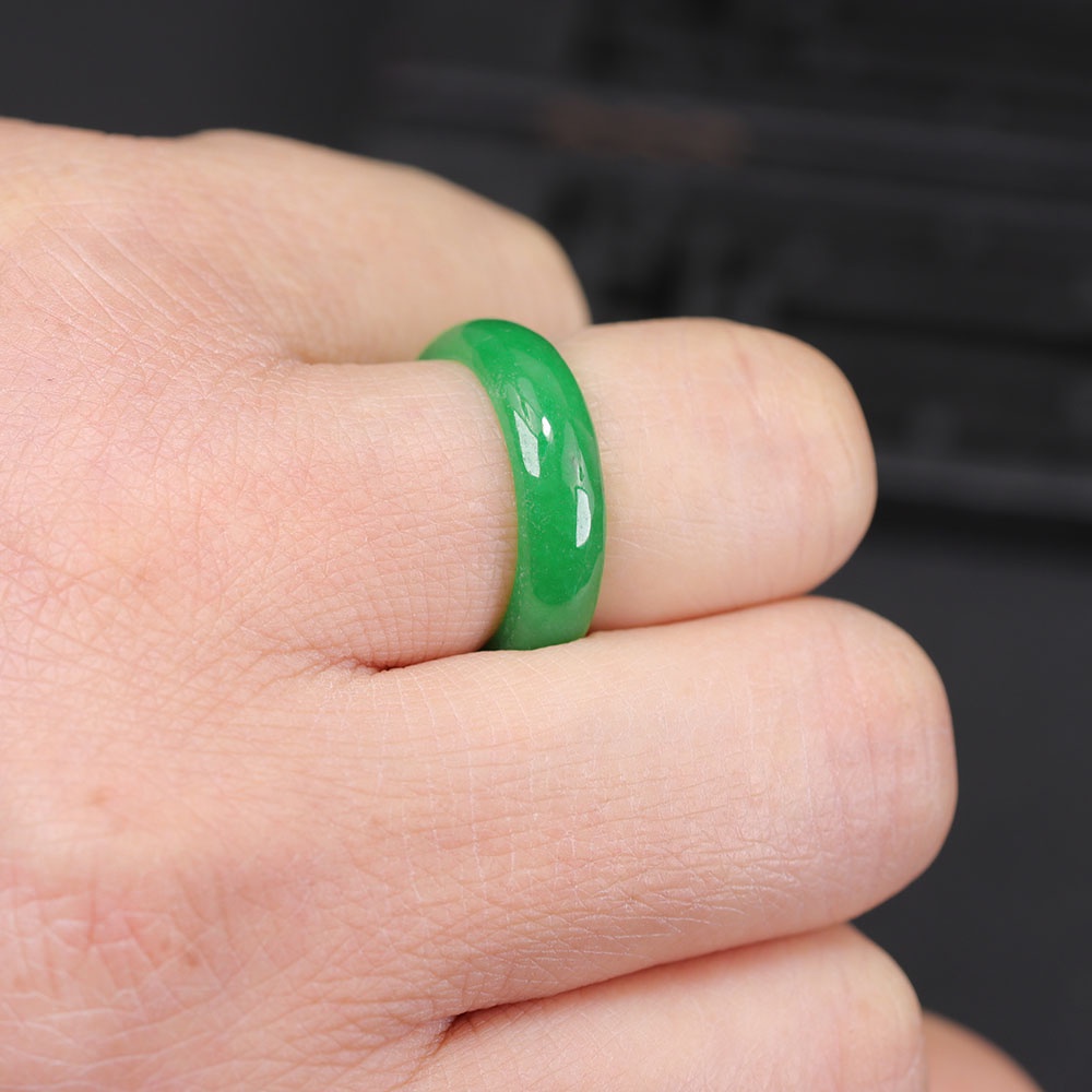 Jual GS43S Natural Jade Ring Cincin Giok Es Hijau Rumput Hijau Terang 0 ...