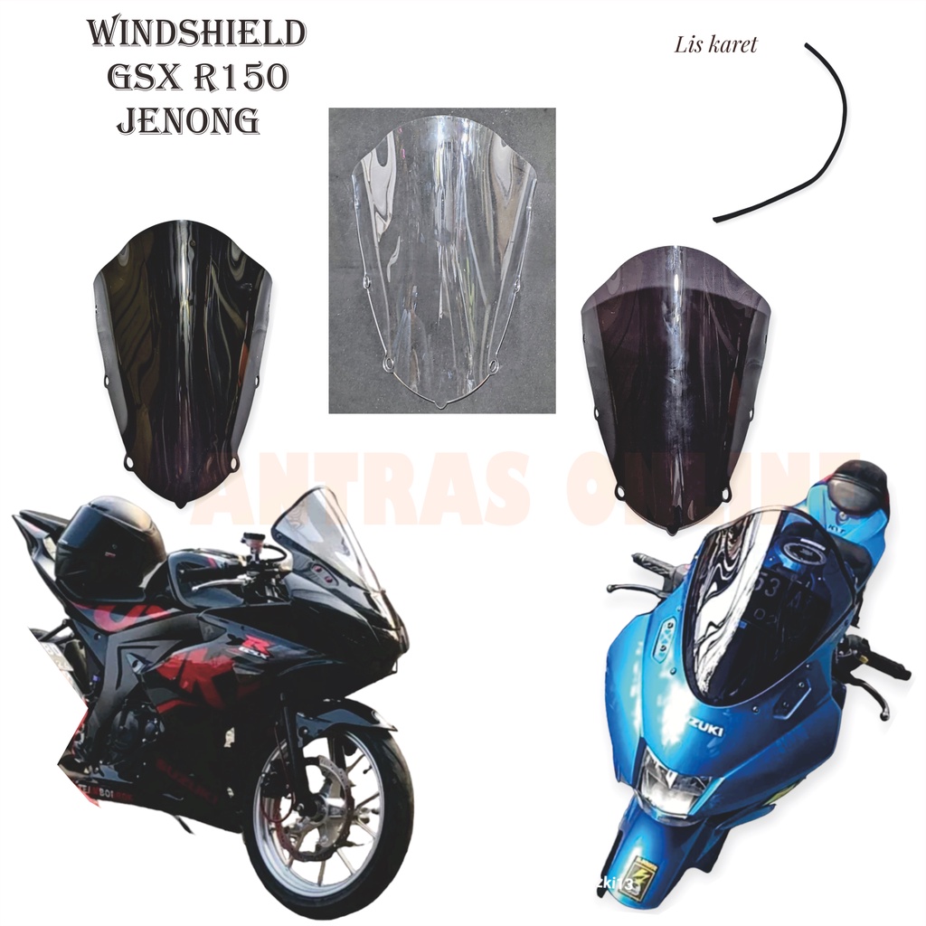 Jual Windshield Suzuki GSX R150 Model Jenong Dan Lis Karet - Visor ...
