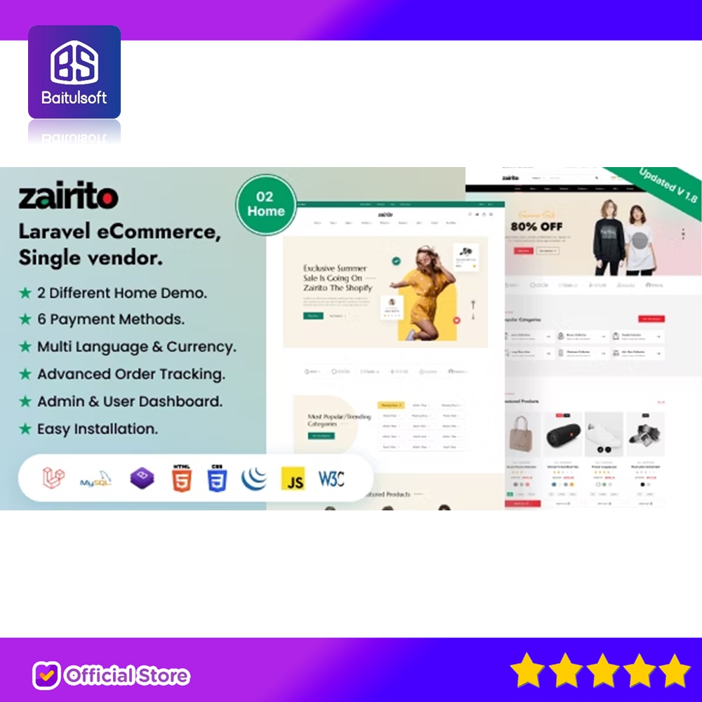 Jual SOURCE CODE APLIKASI ZAIRITO - LARAVEL ECOMMERCE SYSTEM | SINGLE ...
