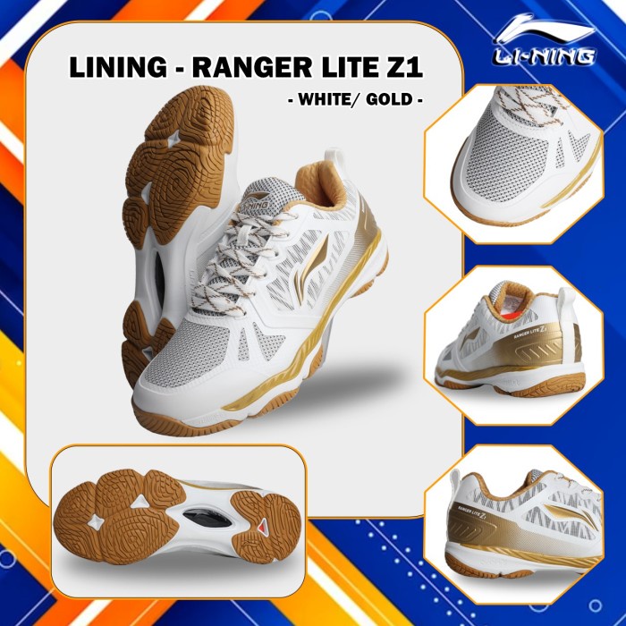 Jual Sepatu Badminton Shoes Lining RANGER LITE Z1 New Color White Gold ...