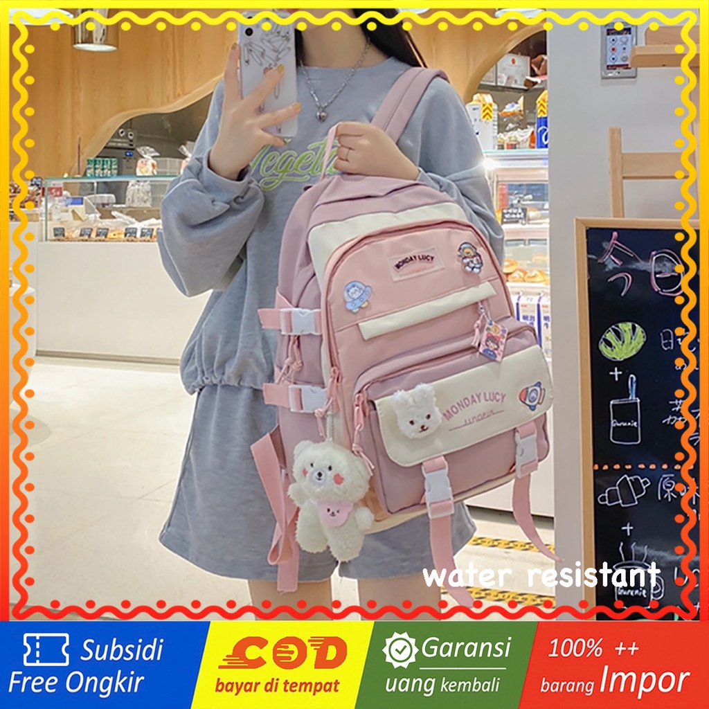 Jual WYK142 Tas Ransel Wanita Monday Lucy Sekolah Kuliah Backpack ...