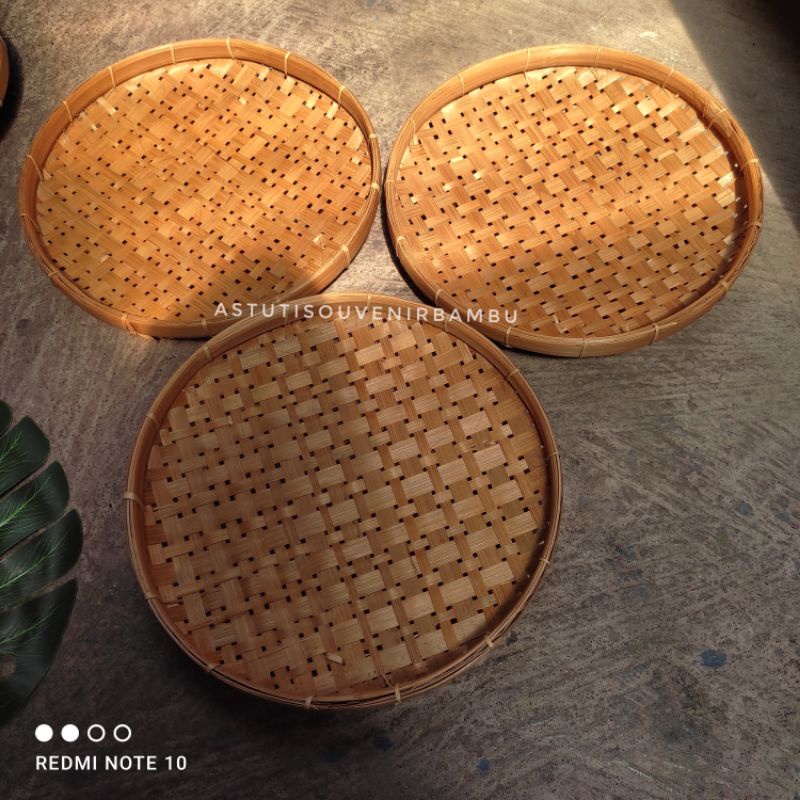 Jual (BUL03) PIRING BAMBU BULAT 3 (21 CM) NATURAL / piring anyam ...