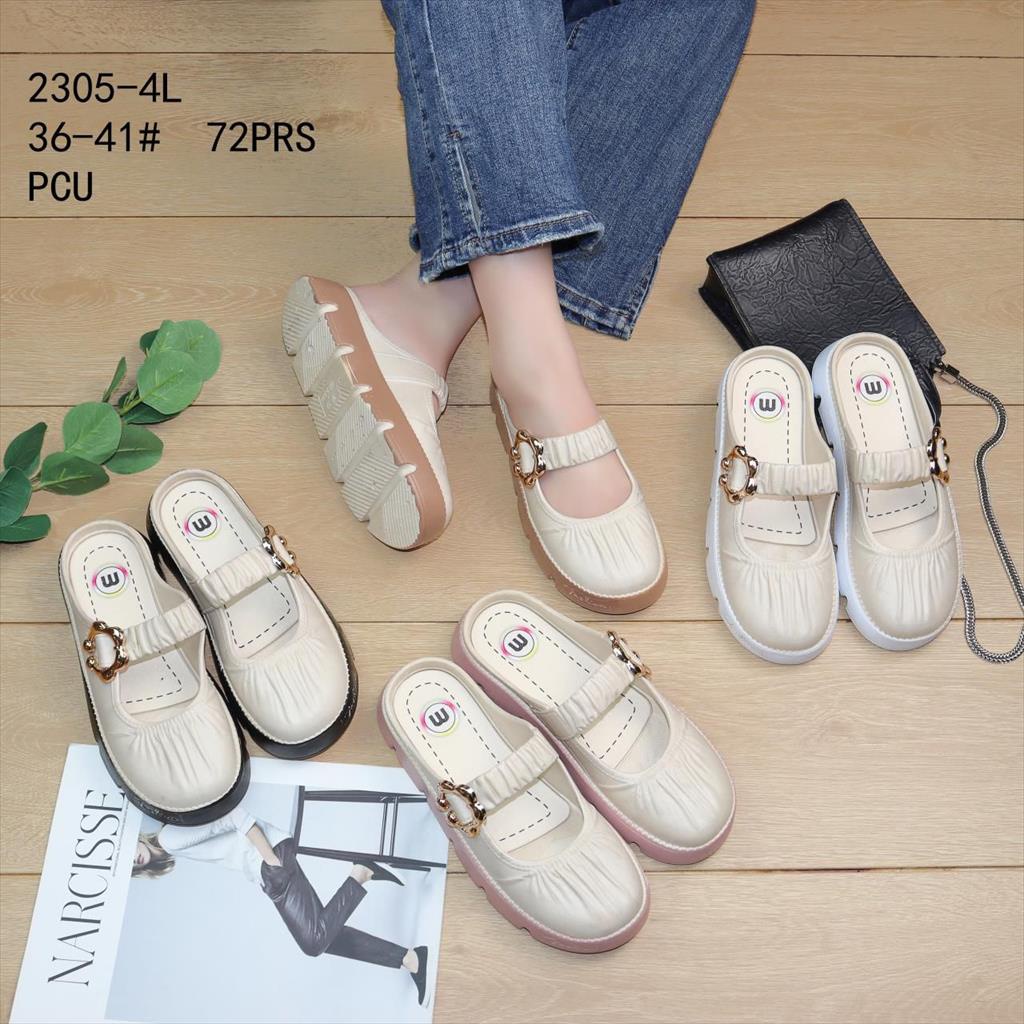 Jual Sepatu Sandal Slop Tebal Kerut Gesper Emas LLS 2305-4L 36-41 ...