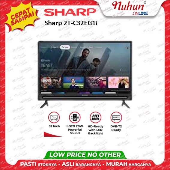 Jual [CIANJUR] SHARP LED TV 32 INCH 2T-C32EG1I ANDROID SMART DVB-T2 / 32EG1I | Shopee Indonesia