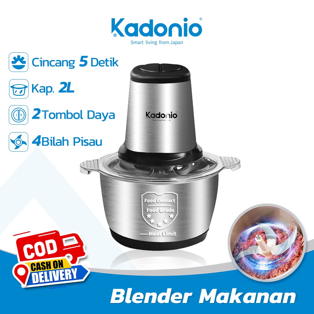Jual KADONIO Blender Daging Chopper Stainless 2L Penggiling Daging Multifungsi Meat Grinder KL ...