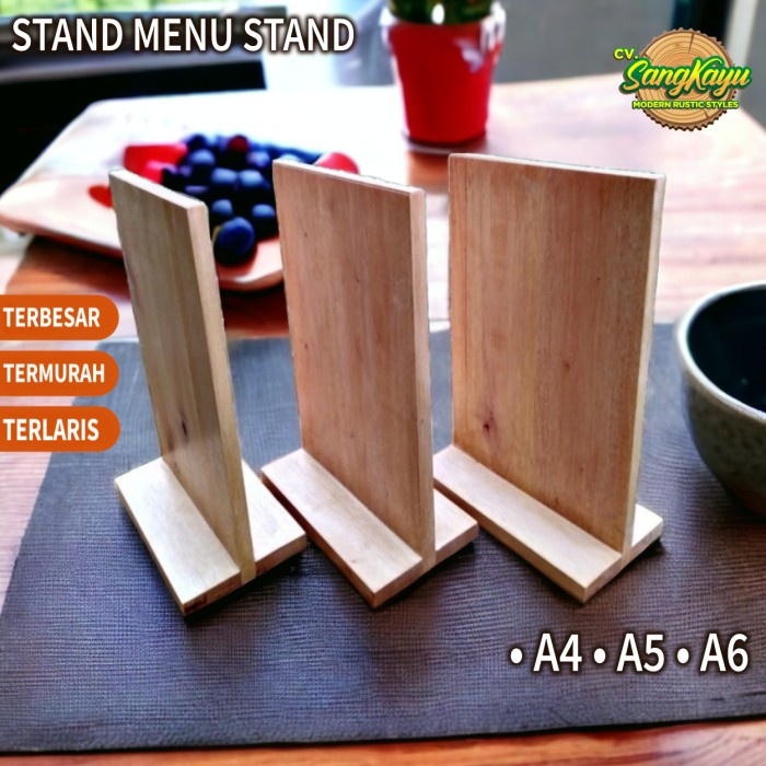 Jual Menu stand 20x30Cm A4 Display sign stand holder daftar menu kayu ...