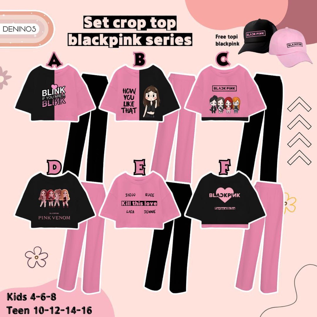 Jual Set Crop Top Bl*ck PlNK by Deninos | Shopee Indonesia