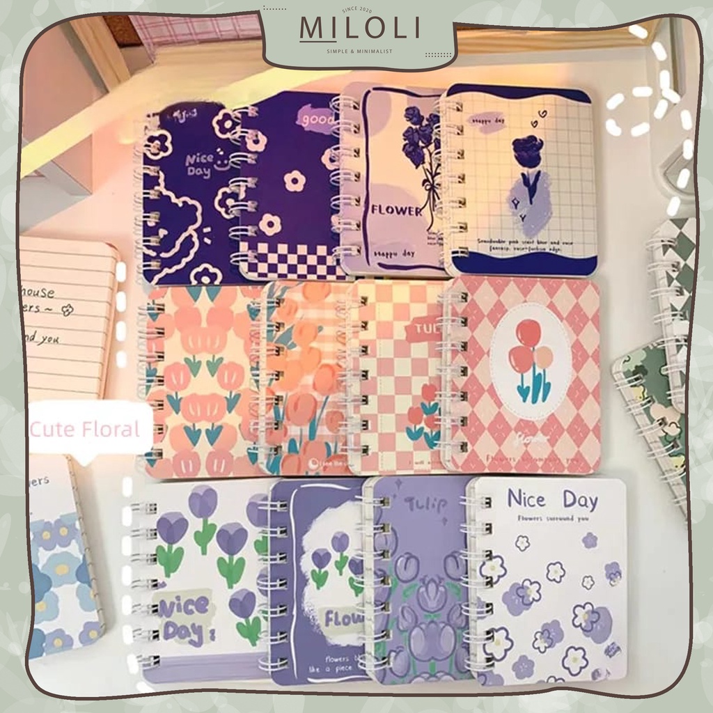 Jual [MILOLI] 1Pcs NOTEPAD A7 BUKU SPIRAL MINI Diary Notebook Kecil Motif Flower Buku Mini ...