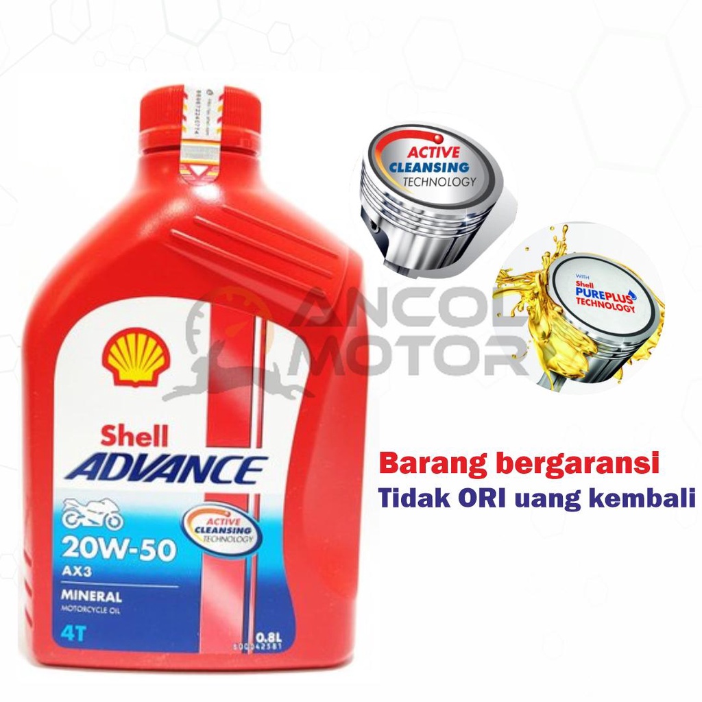 Jual Oli Shell Advance AX3 800ml 20w50 Pelumas Motor Premium Oil 0,8 ...